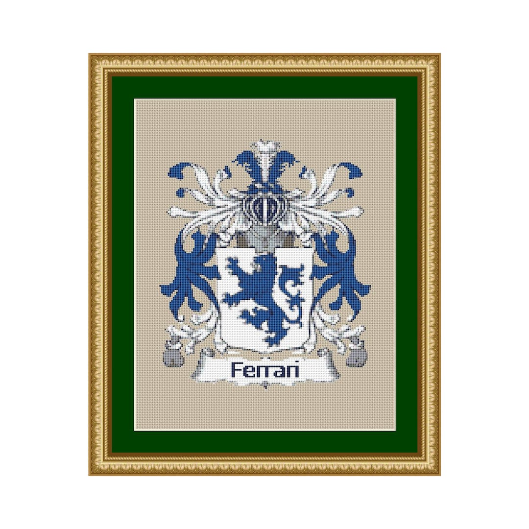 Ferrari Family Name Coat of Arms Cross Stitch Pattern - Etsy