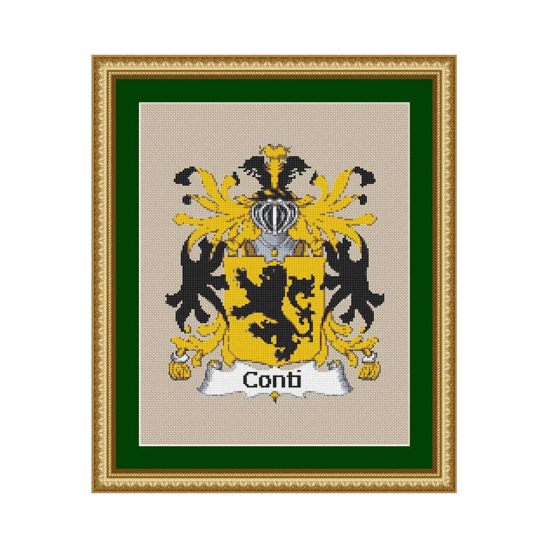 Conti Family Name Coat of Arms Cross Stitch Pattern - Etsy