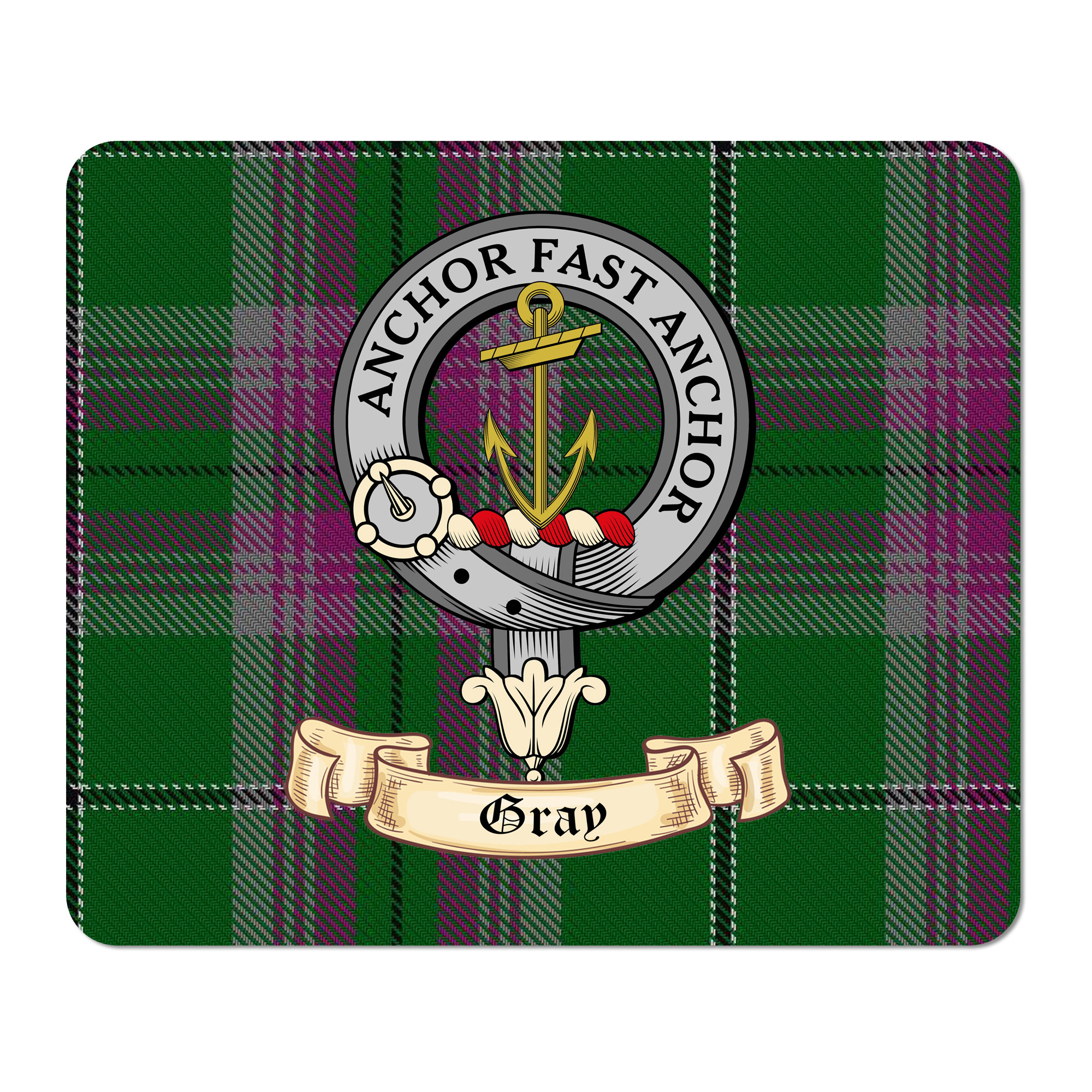 Gray Scottish Clan Mouse Pad With Gray Clan Crest on Gray Tartan - Etsy