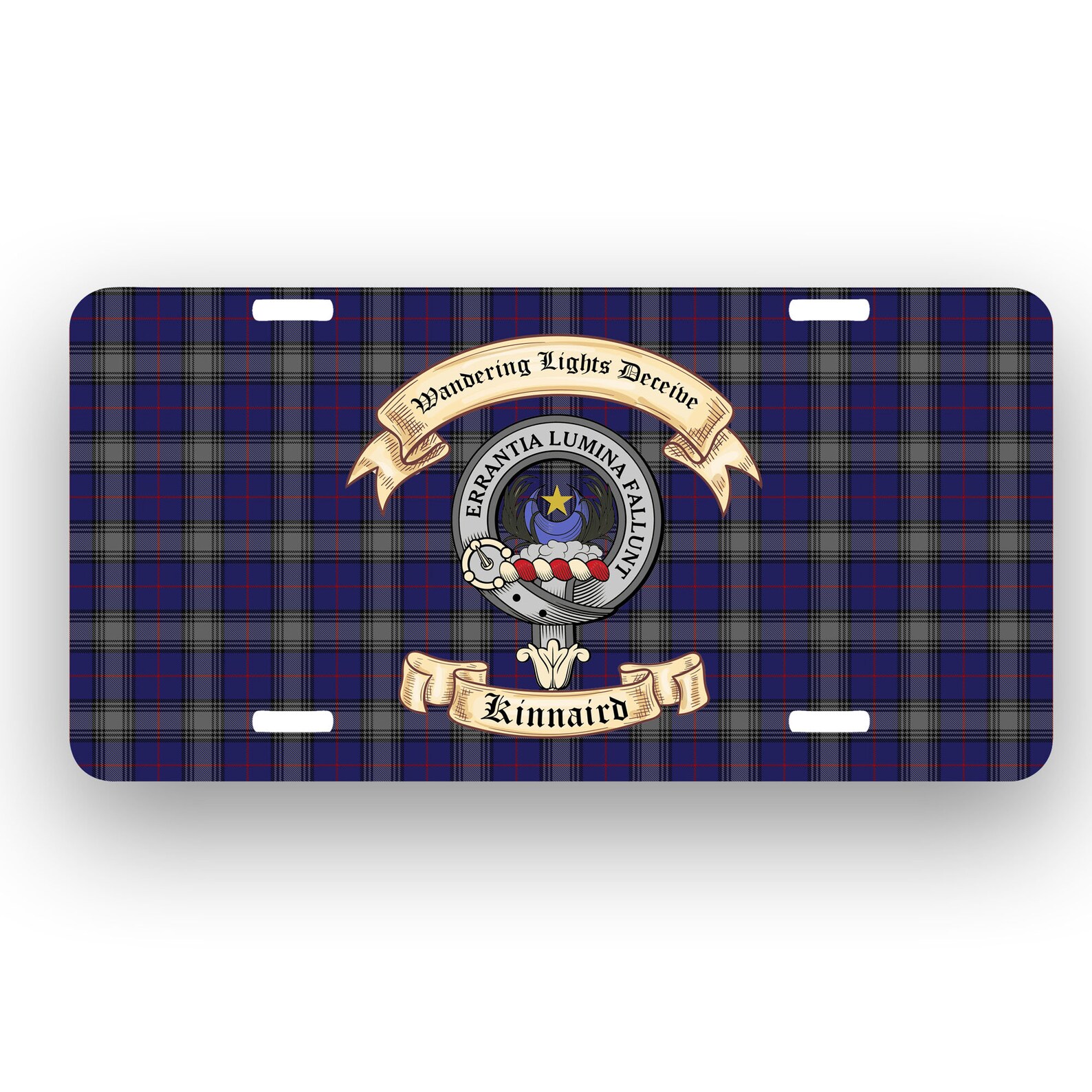 Kinnaird Scottish Clan License Plate With Crest-motto and Tartan - Etsy