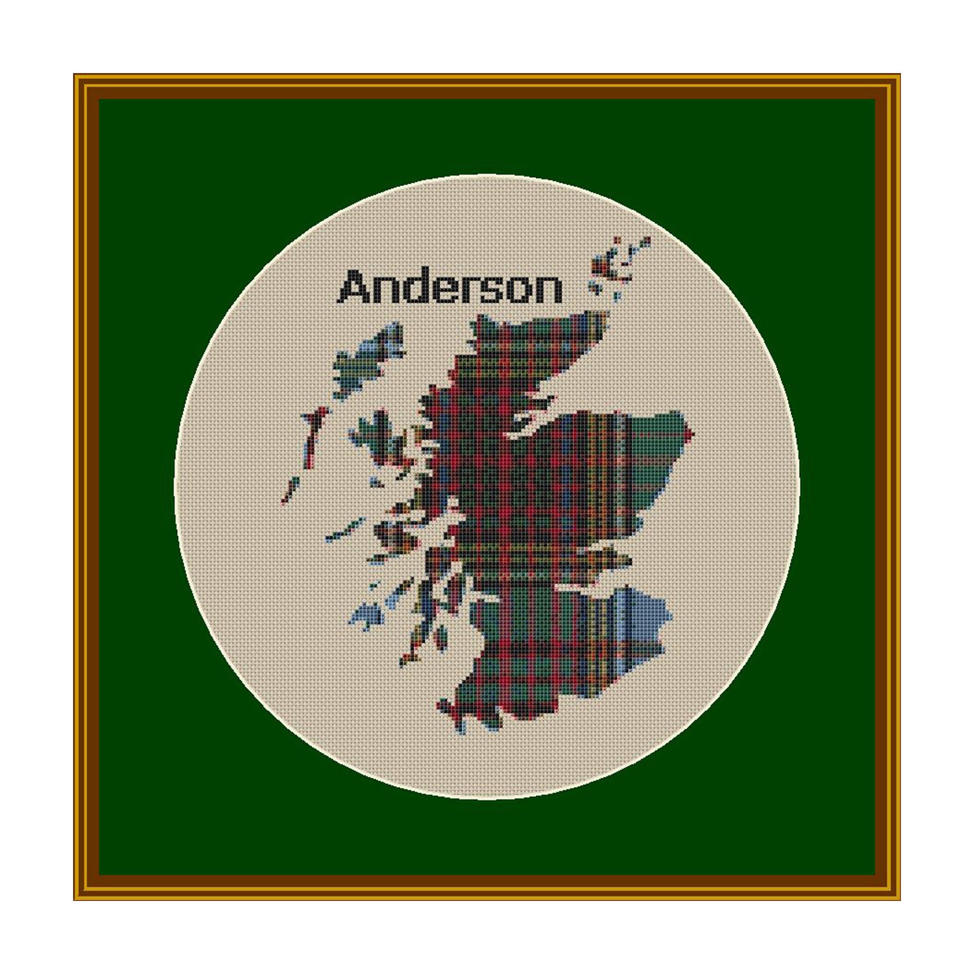 Scotland Map With Anderson Scottish Clan Tartan Cross Stitch - Etsy