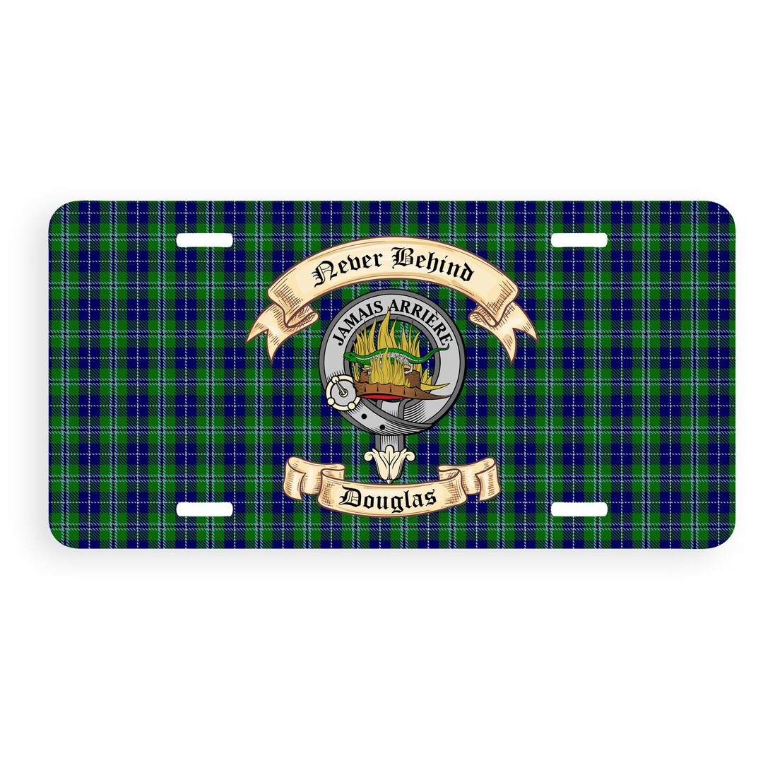 Douglas Scottish Clan License Plate With Crest-motto and Tartan - Etsy