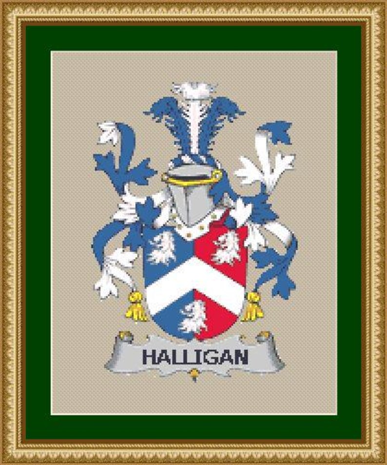 Halligan Family Name Coat of Arms Cross Stitch Pattern - Etsy