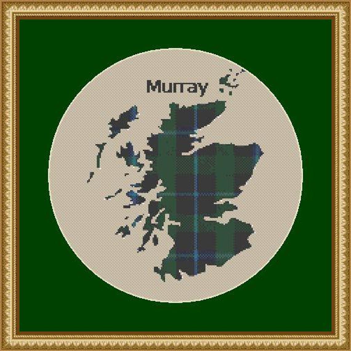 Scotland Map With Murray Scottish Clan Tartan Cross Stitch Pattern ...