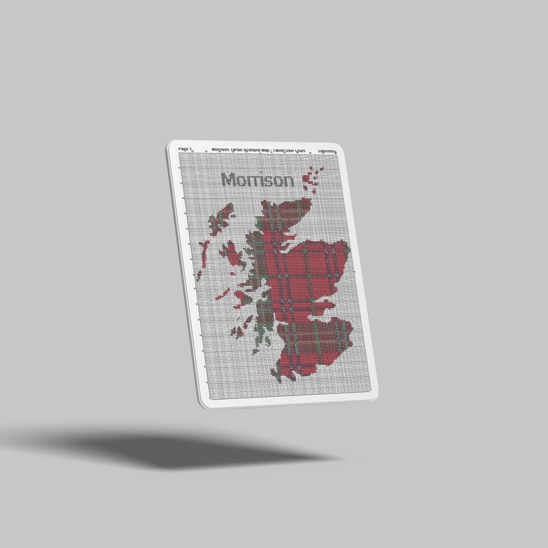 Scotland Map With Morrison Scottish Clan Tartan - Cross Stitch Pattern ...
