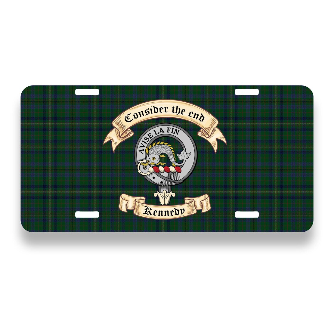 Kennedy Scottish Clan License Plate With Crest-motto and Tartan - Etsy
