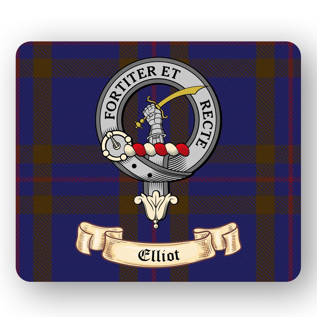 Elliot Scottish Clan Mouse Pad With Elliot Clan Crest on Elliot Tartan ...