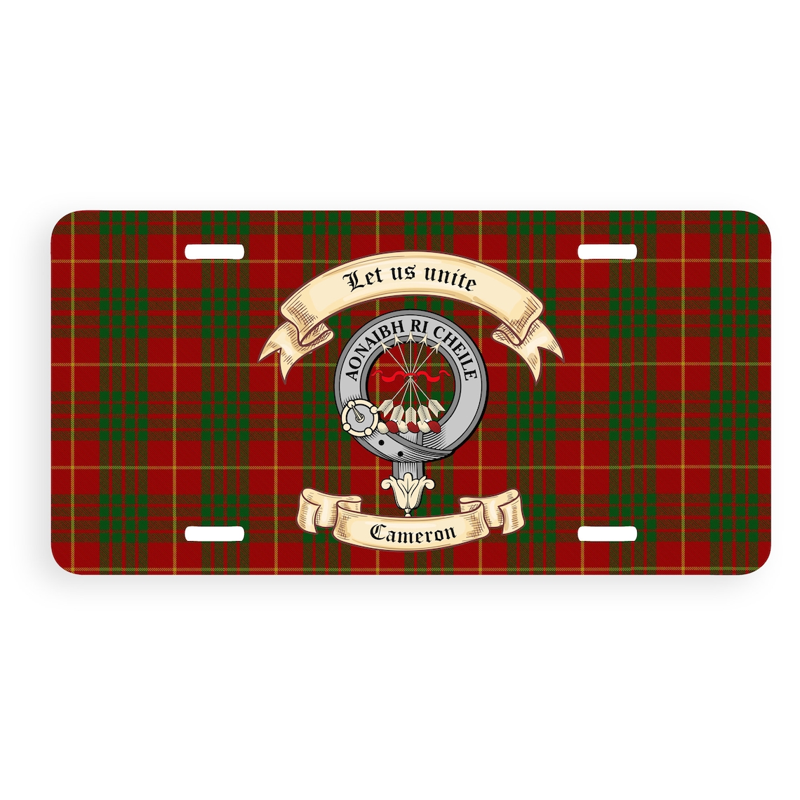Cameron Scottish Clan License Plate With Crest-motto and Tartan - Etsy