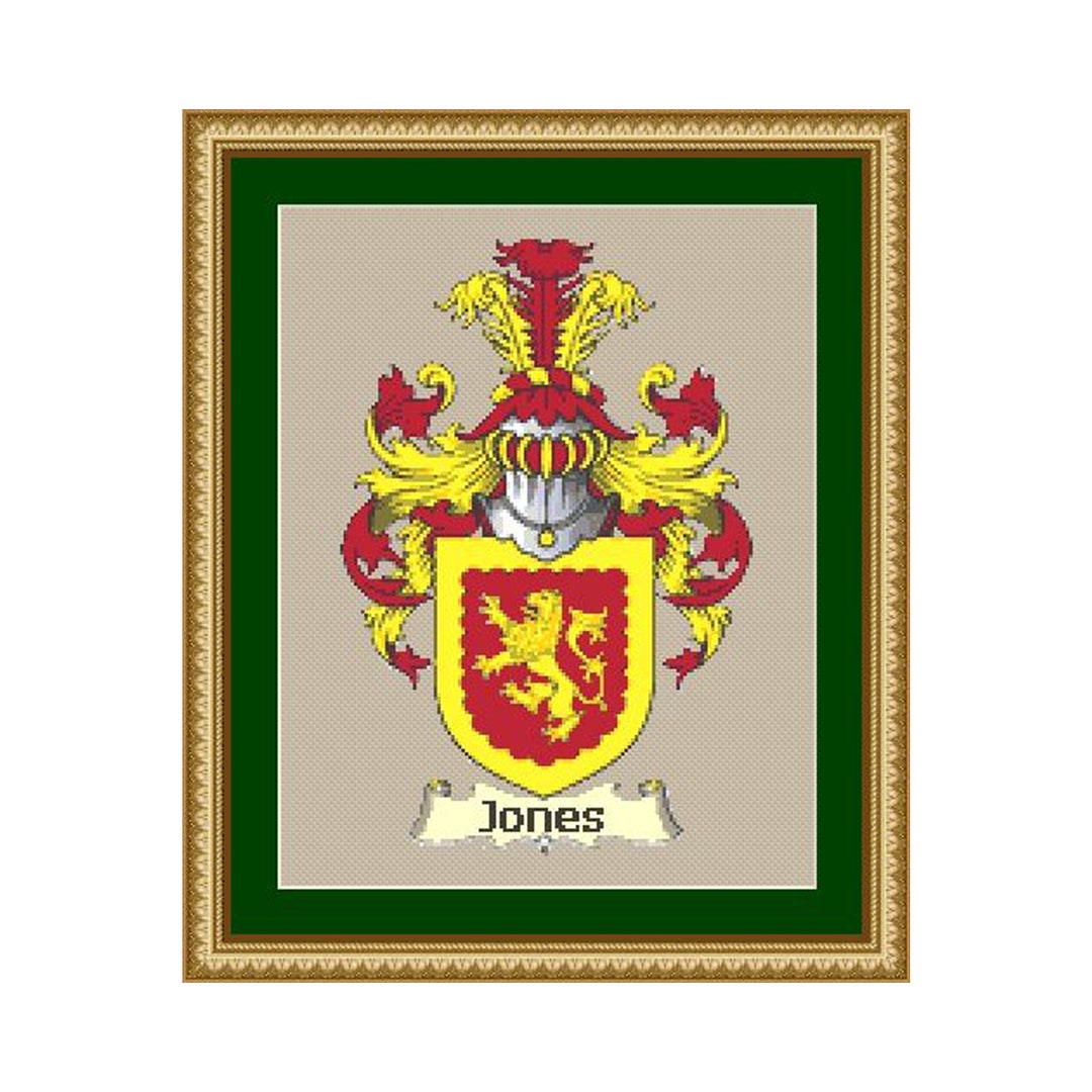 Jones Family Name Coat of Arms Cross Stitch Pattern - Etsy