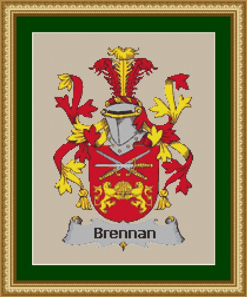 Brennan Family Name Coat of Arms Cross Stitch Pattern - Etsy