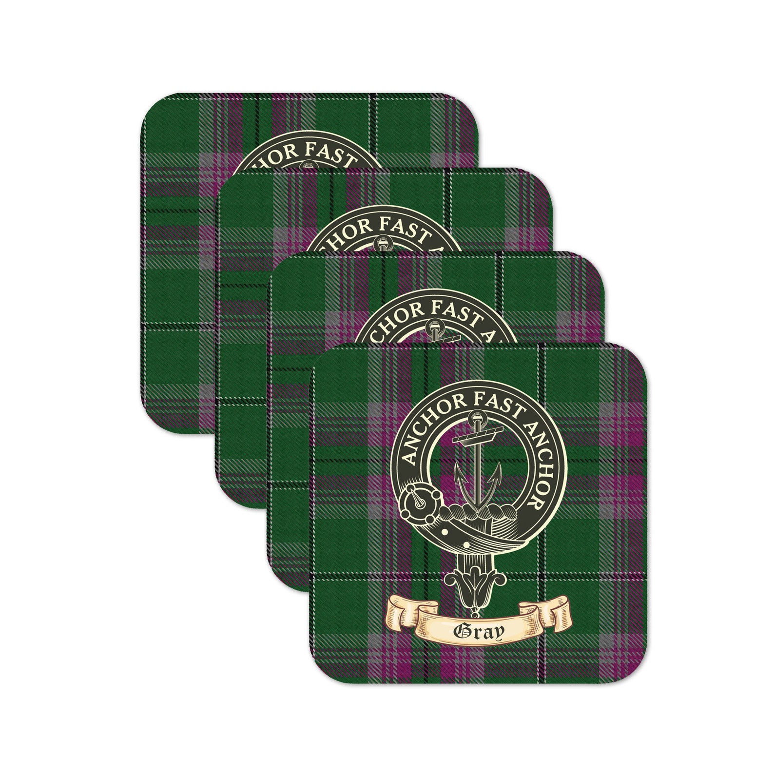 Gray Scottish Clan Coaster Gift Set Set of four | Etsy