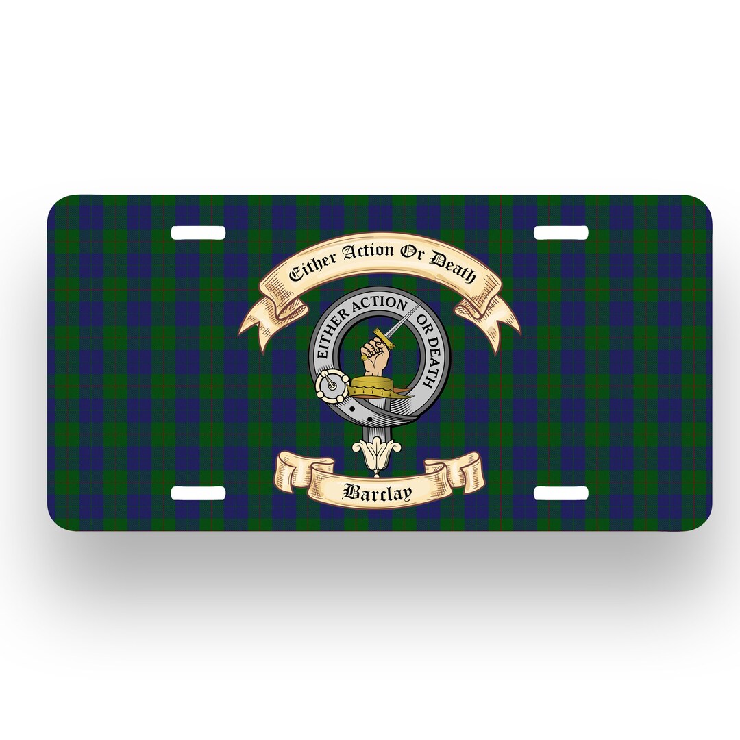 Barclay Scottish Clan License Plate With Crest-motto and Tartan - Etsy