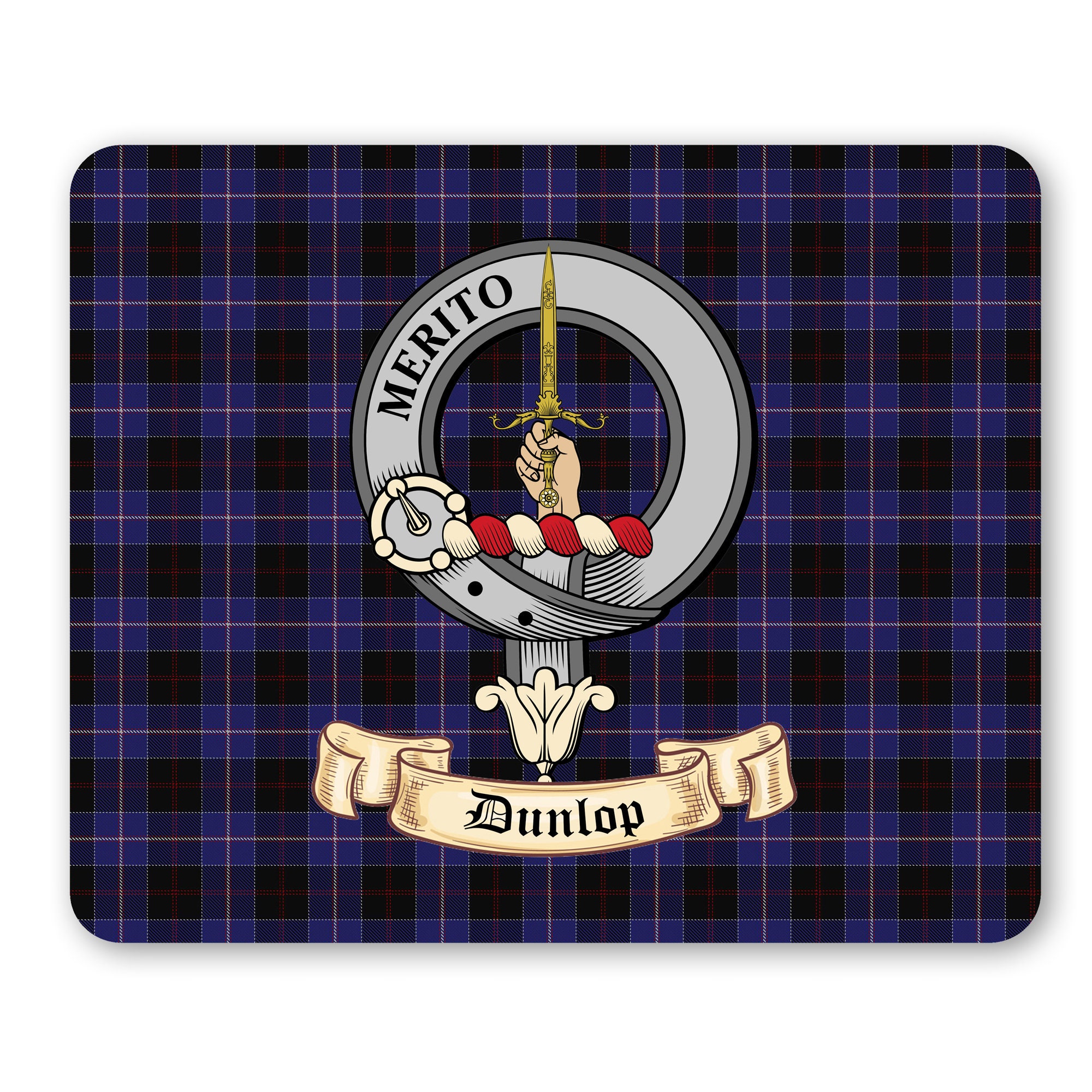Dunlop Scottish Clan Mouse Pad With Dunlop Clan Crest on Dunlop Tartan ...