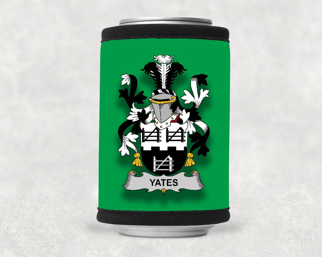 Yates Irish Drink Can Coolie With Yates Coat of Arms on Irish Green - Etsy