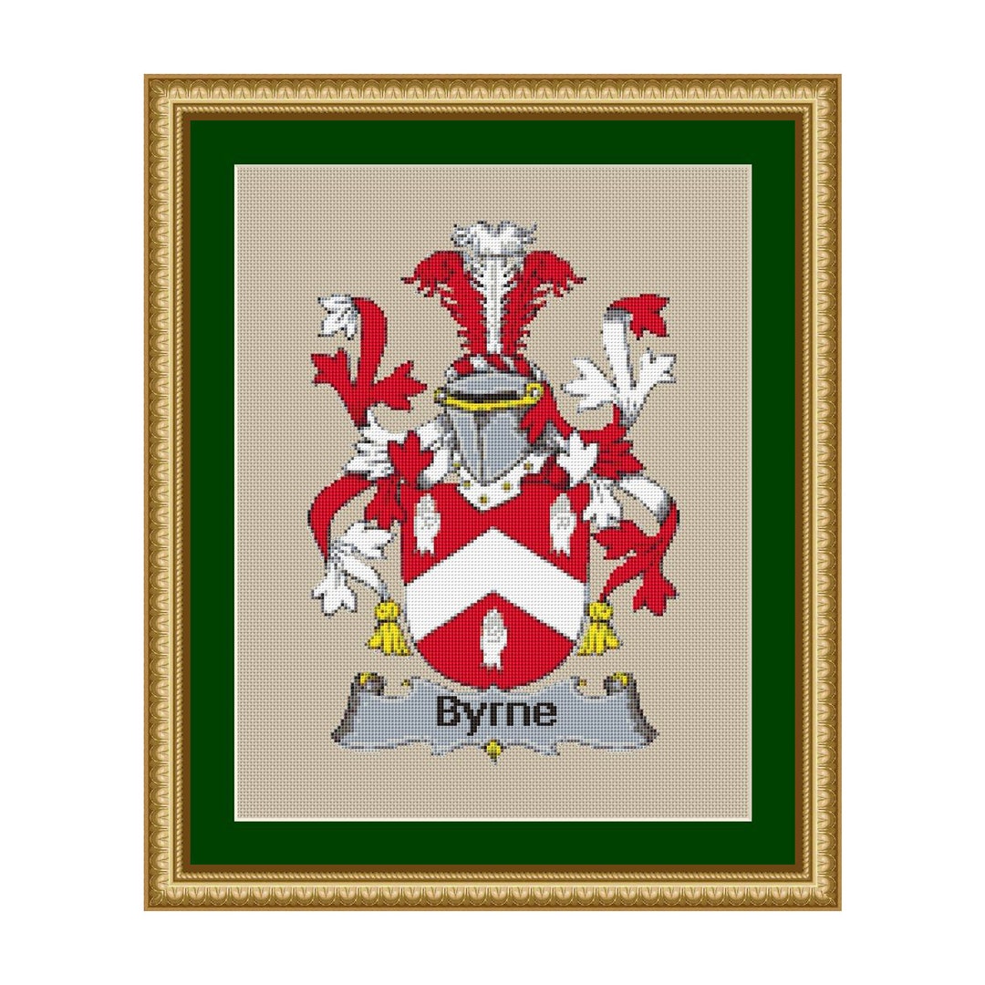 Byrne (o'byrne) Family Name Coat of Arms Cross Stitch Pattern ...