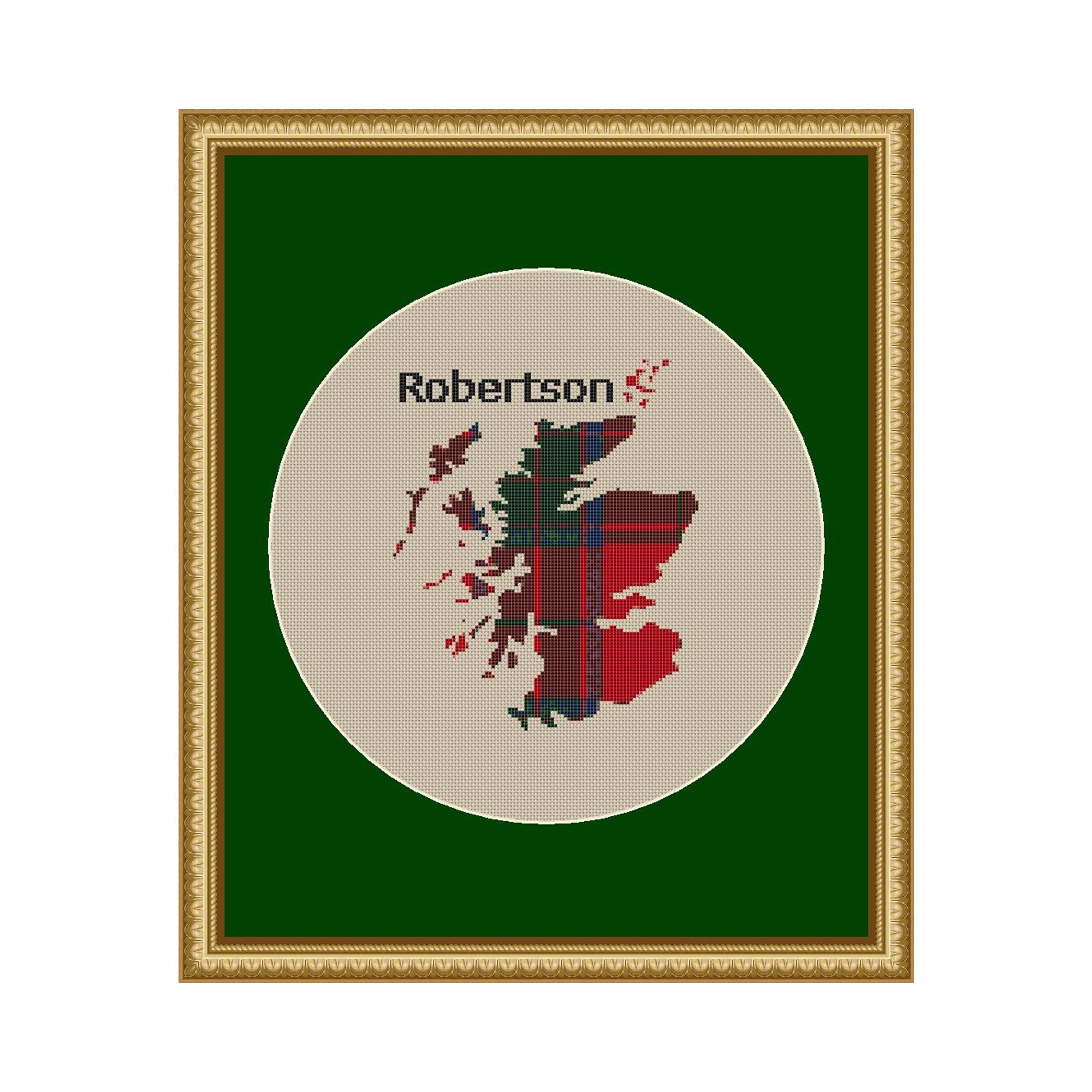 Scotland Map With Robertson Scottish Clan Tartan - Cross Stitch Pattern ...