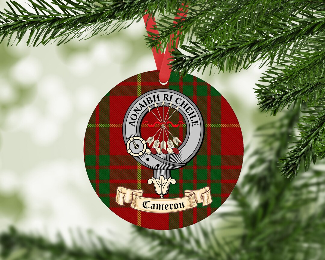 Cameron Scottish Clan Gift. Acrylic Tree Ornament Printed With Cameron ...