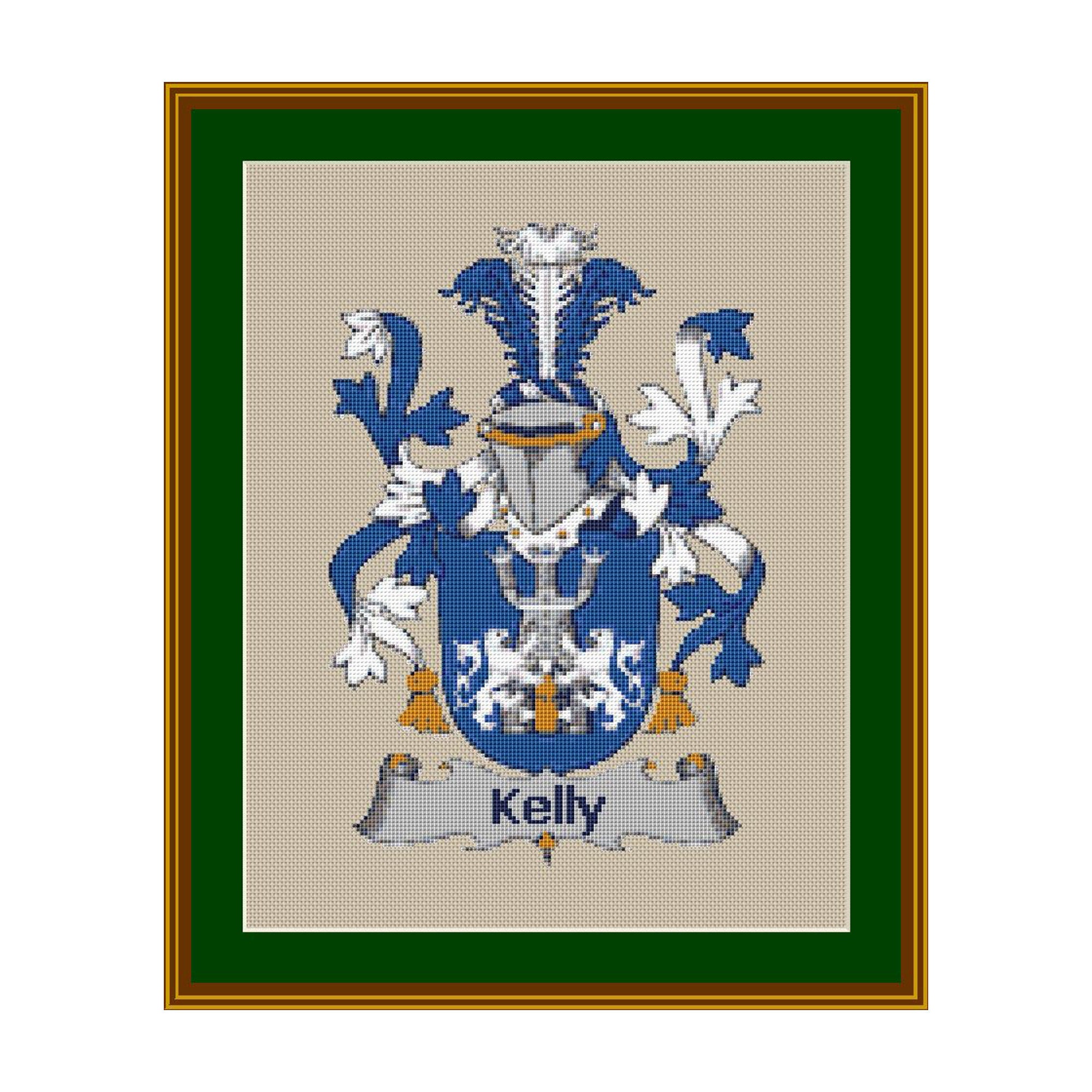 Kelly Family Name Coat of Arms Cross Stitch Pattern - Etsy