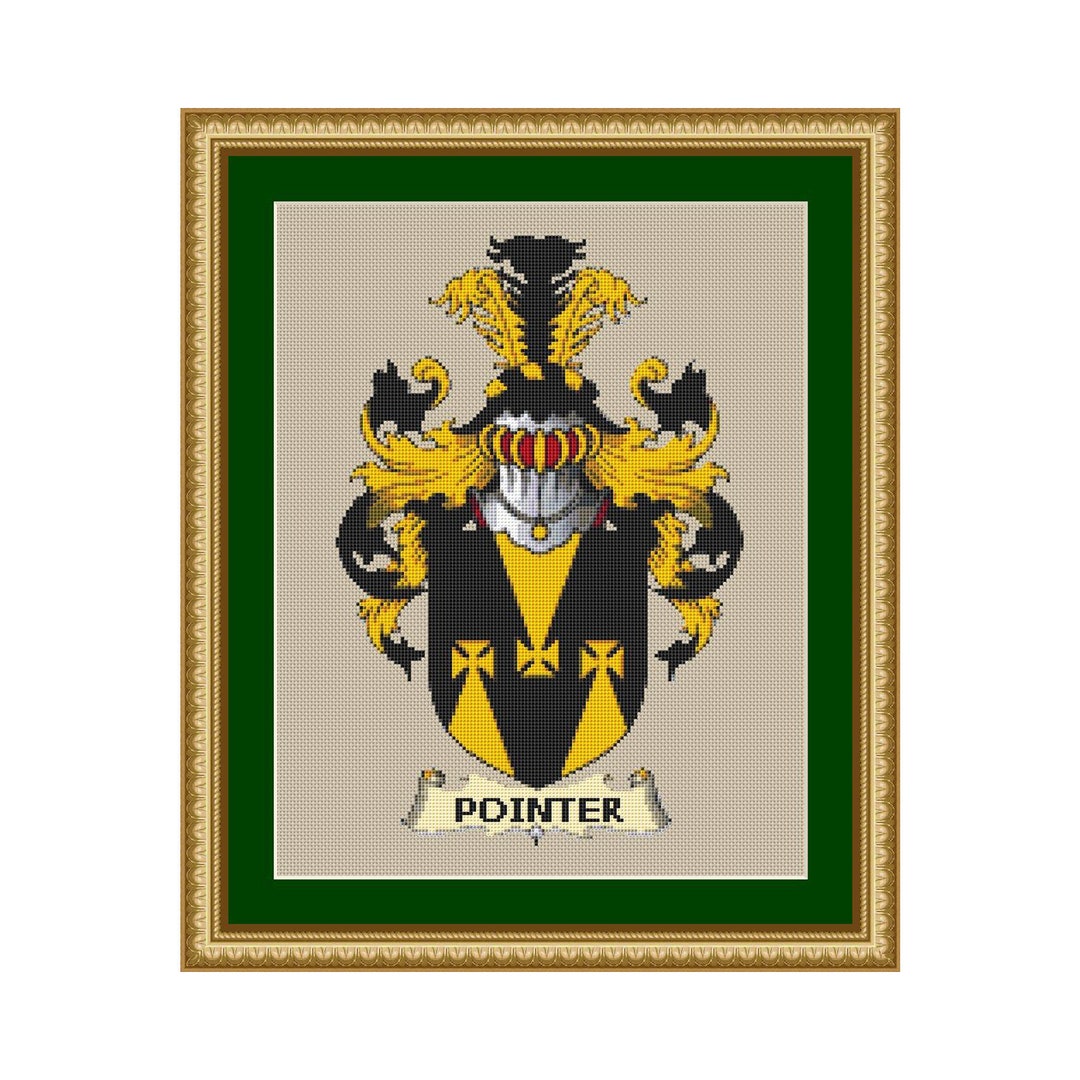 Pointer Family Name Coat of Arms Cross Stitch Pattern - Etsy