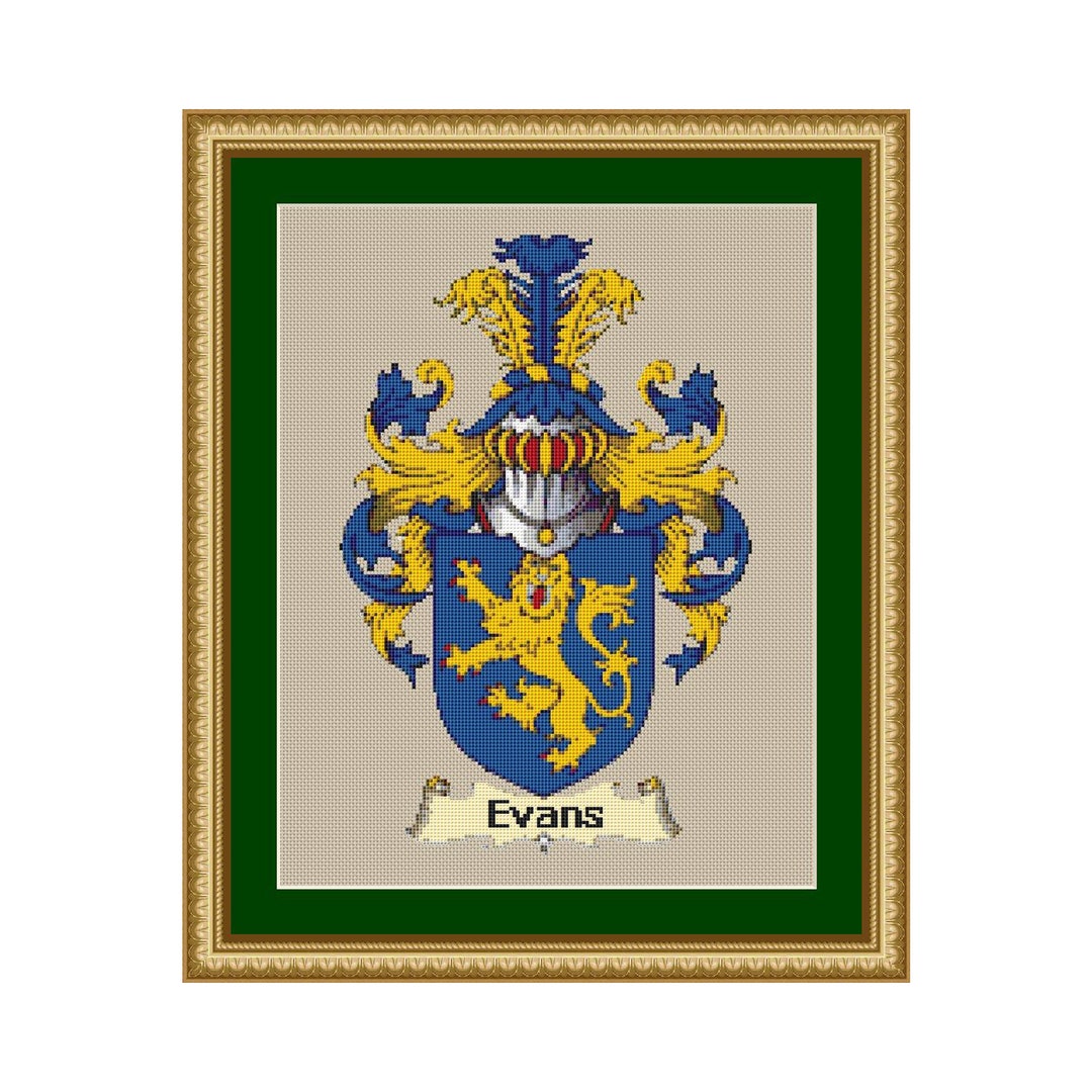 Evans Family Name Coat of Arms Cross Stitch Pattern - Etsy