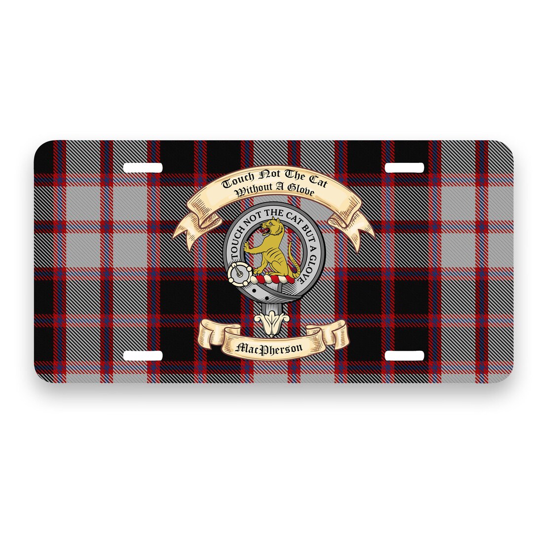 Macpherson Scottish Clan License Plate With Crest-motto and Tartan - Etsy