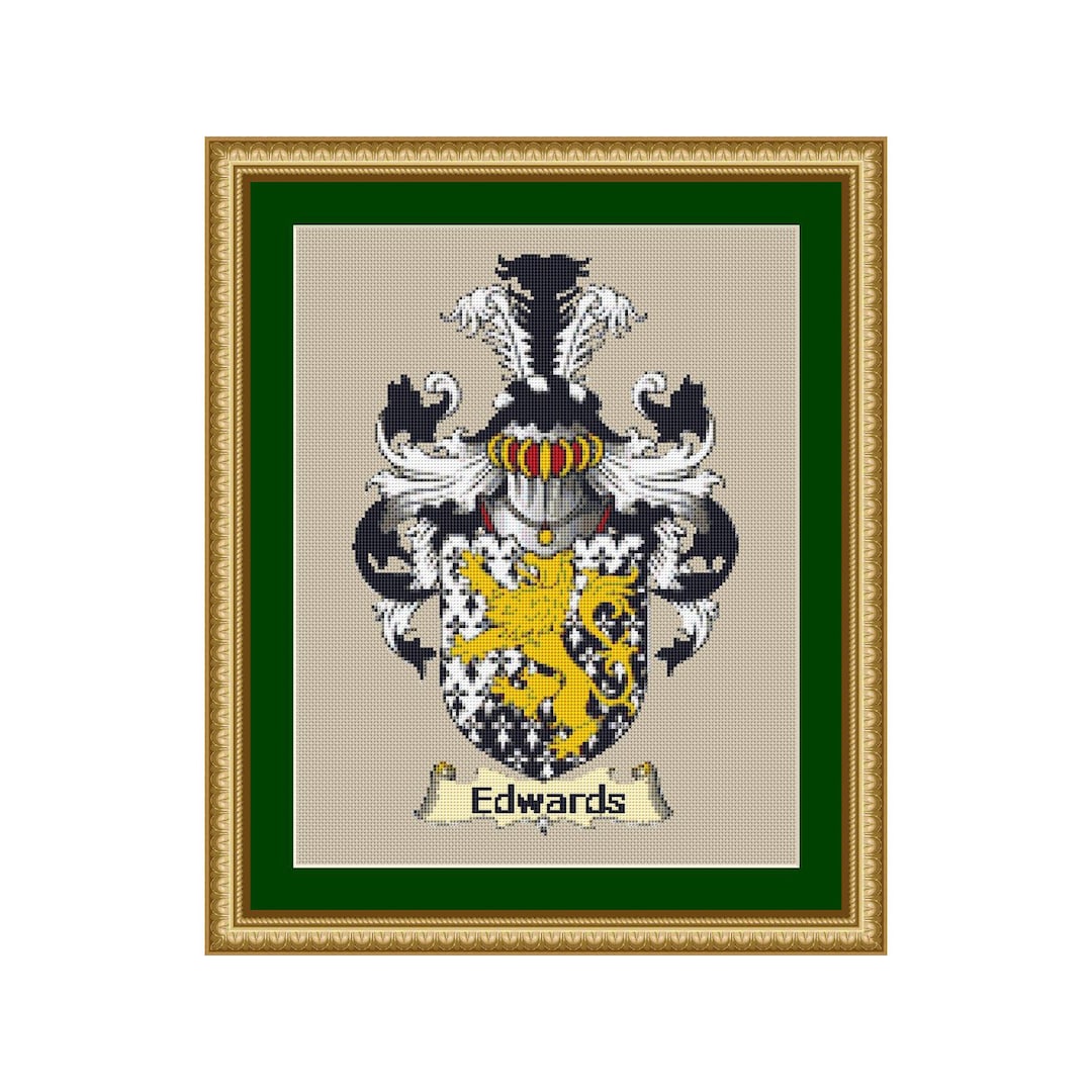 Edwards Family Name Coat of Arms Cross Stitch Pattern - Download ...