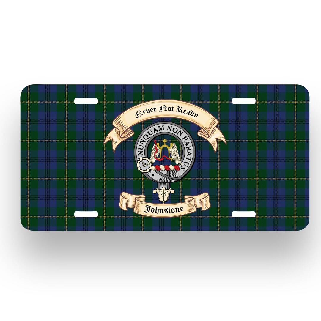 Johnstone Scottish Clan License Plate With Crest-motto and Tartan - Etsy