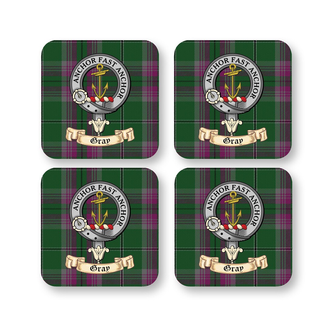 Gray Scottish Clan Coaster Gift Set Set of Four - Etsy