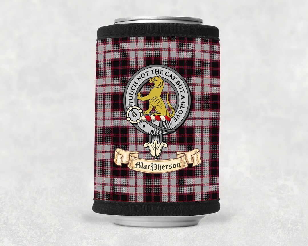 Macpherson Clan Crest Drink Coolie: Scottish Tartan Beverage Wrap - Etsy