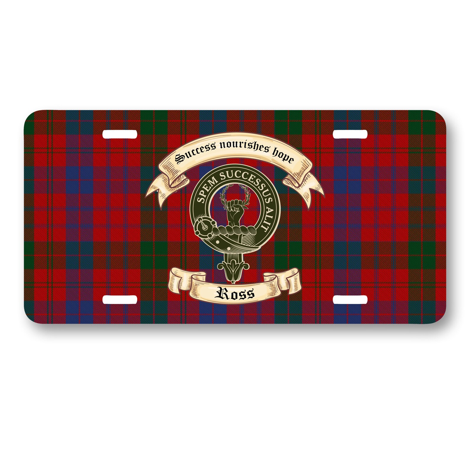 Ross Scottish Clan License Plate with Crest-Motto and Tartan | Etsy