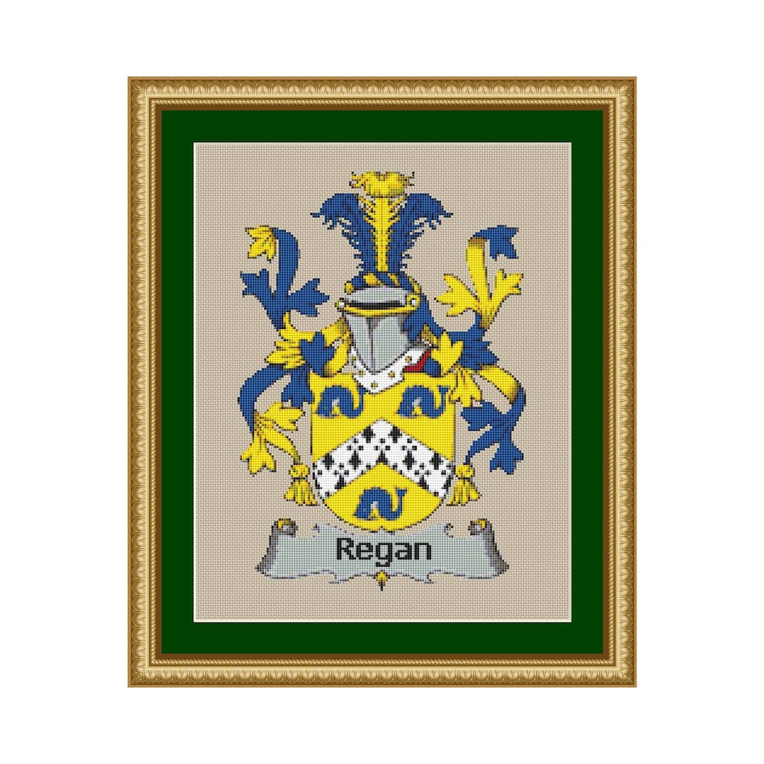 Regan Family Name Coat of Arms Cross Stitch Pattern - Etsy