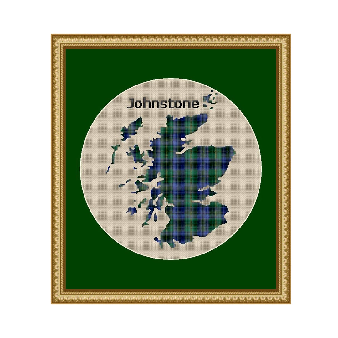 Scotland Map With Johnstone Scottish Clan Tartan - Cross Stitch Pattern ...