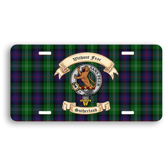 Sutherland Scottish Clan License Plate With Crest-motto and | Etsy