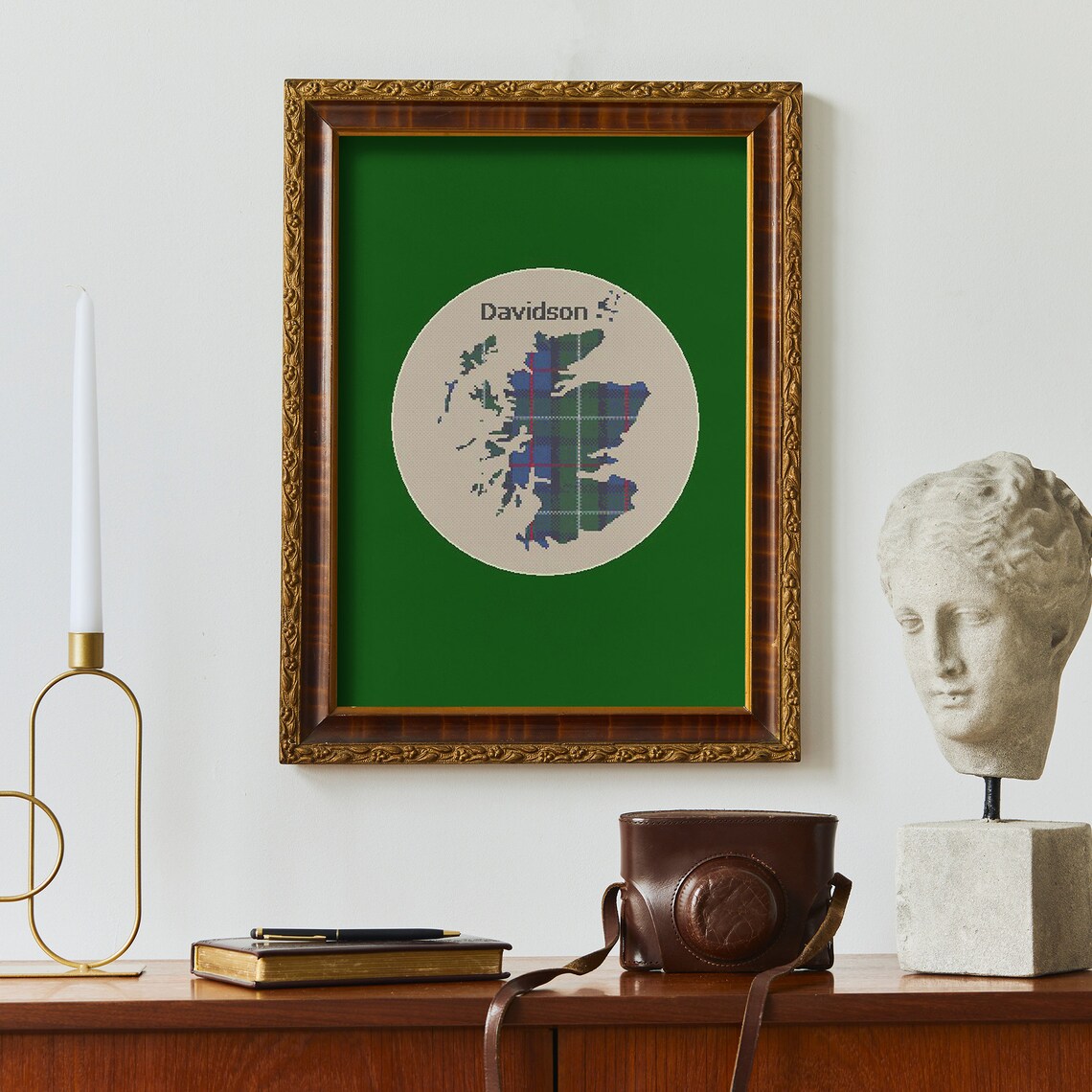 Scotland Map With Davidson Scottish Clan Tartan Cross Stitch Pattern ...