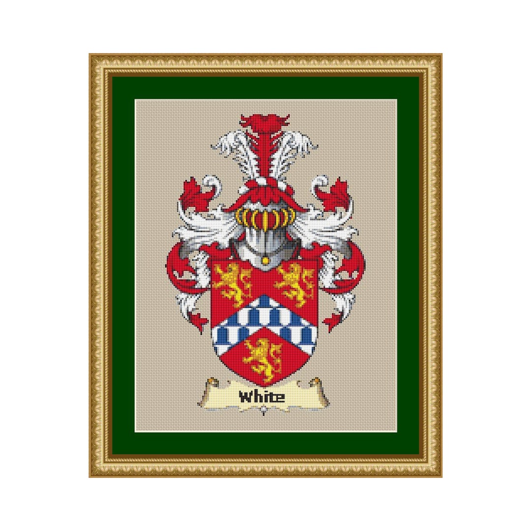 White Family Name Coat of Arms Cross Stitch Pattern - Etsy