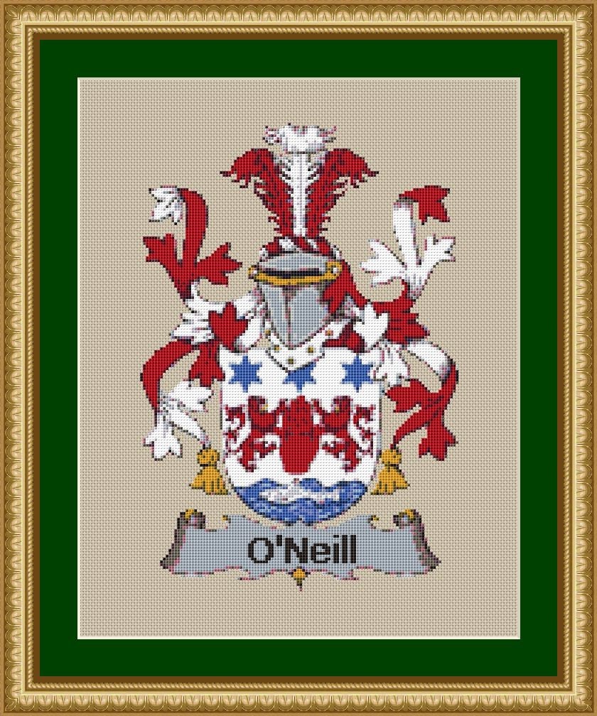O'neill Family Name Coat of Arms Cross Stitch Pattern - Download - Etsy