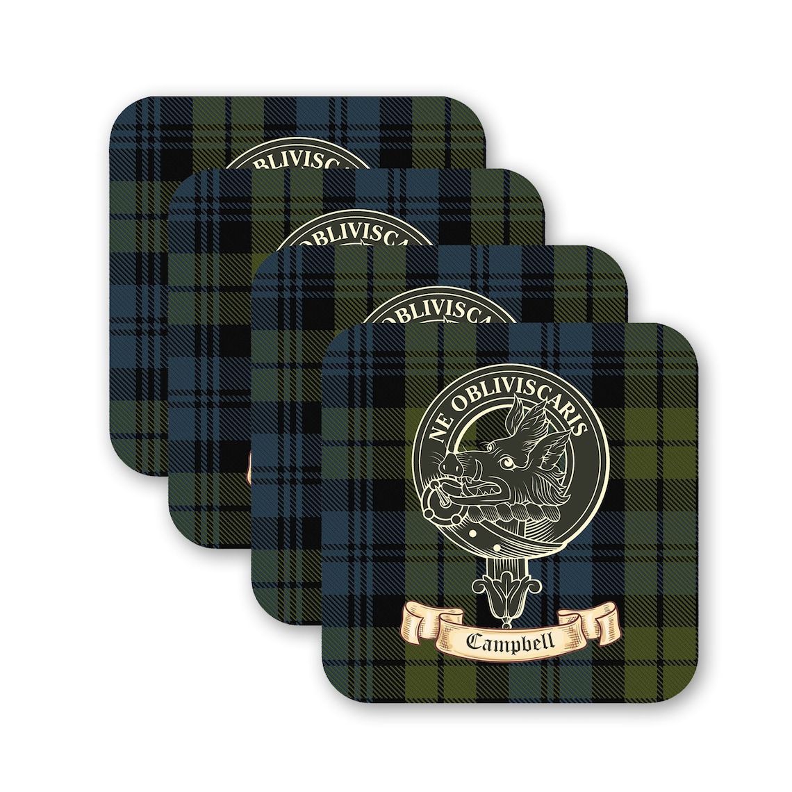 Campbell Scottish Clan Coaster Gift Set Set of four | Etsy