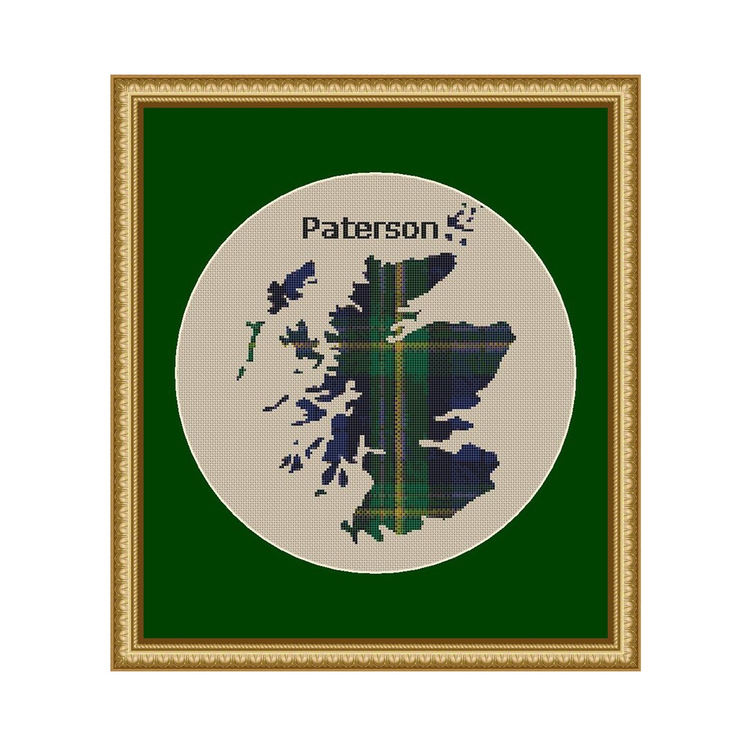Scotland Map With Paterson Scottish Clan Tartan - Cross Stitch Pattern ...