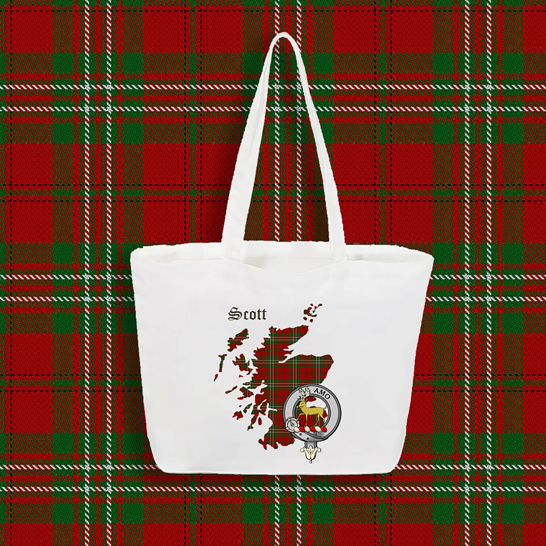 Scott Scottish Clan Tote Bag With Clan Tartan and Crest - Etsy