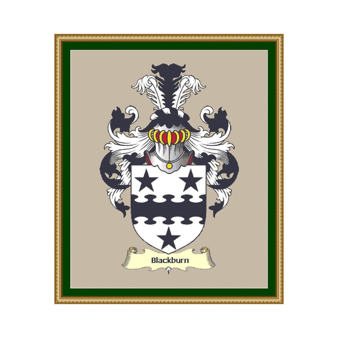 Blackburn Family Name Coat of Arms Cross Stitch Pattern - Etsy