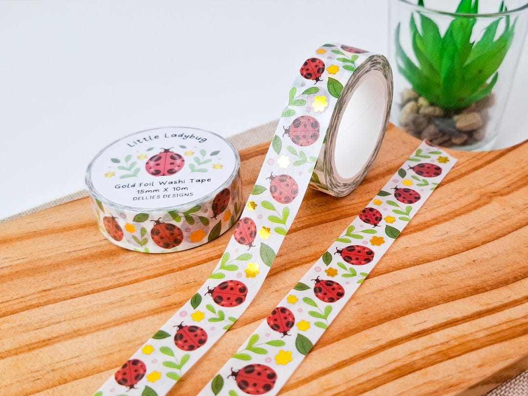 Gold Foil Ladybug Washi Tape - Floral Scrapbooking Tape - Etsy