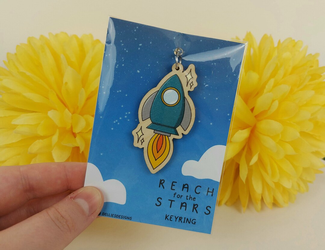 Rocket Keyring Reach for the Stars Keychain Space Theme Stars Space ...