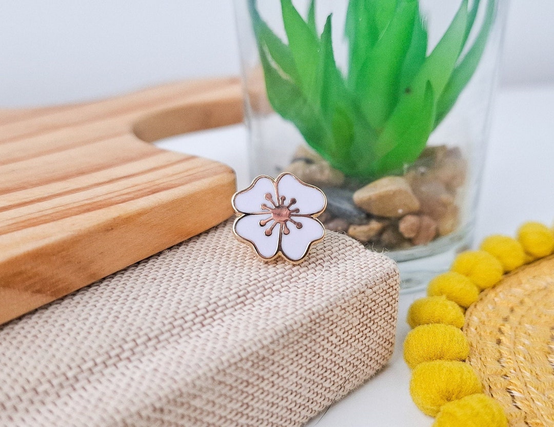 Mini Cherry Blossom Enamel Pin – Purple Small Flower Pin - Etsy
