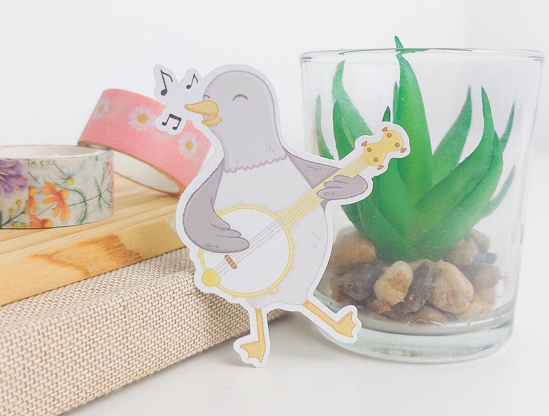 Banjo Pigeon Sticker Ukulele Pigeon Singing Pigeon Bird Gifts Music ...