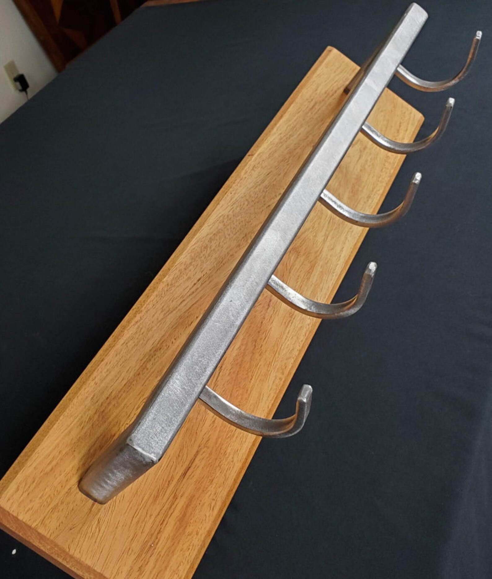 Steel and African Mahogany Coat Rack, Wall Mount, Hand Made - Etsy