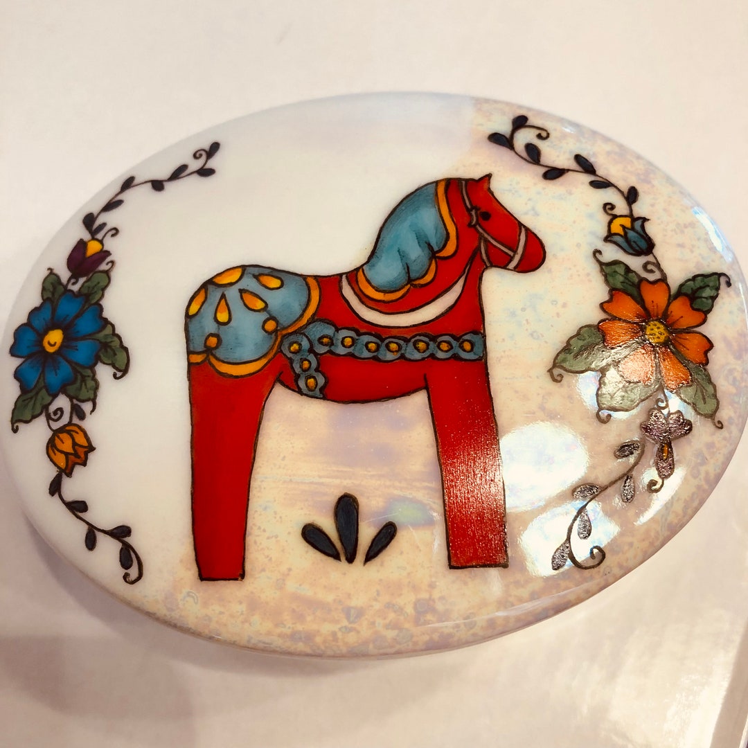 Swedish Dala Horse Porcelain Box - Etsy