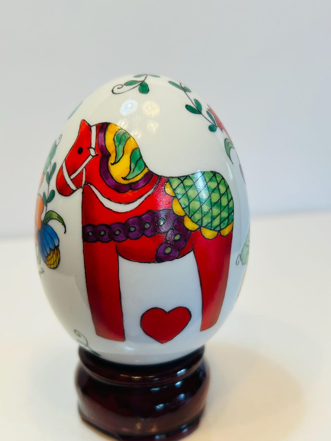 Swedish Dala Horse Porcelain Egg - Etsy