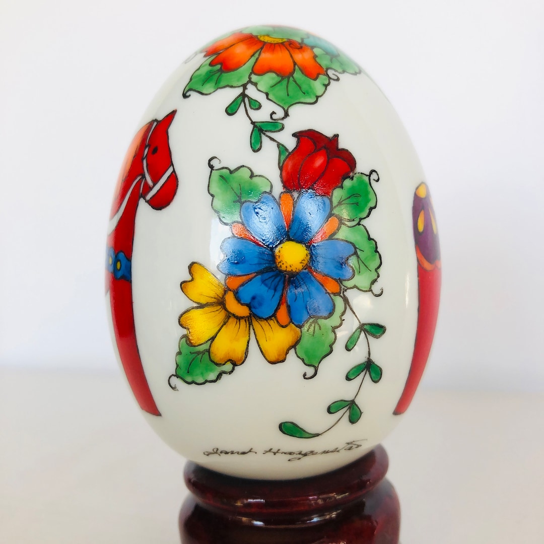 Swedish Dala Horse Porcelain Egg and Wooden Stand - Etsy