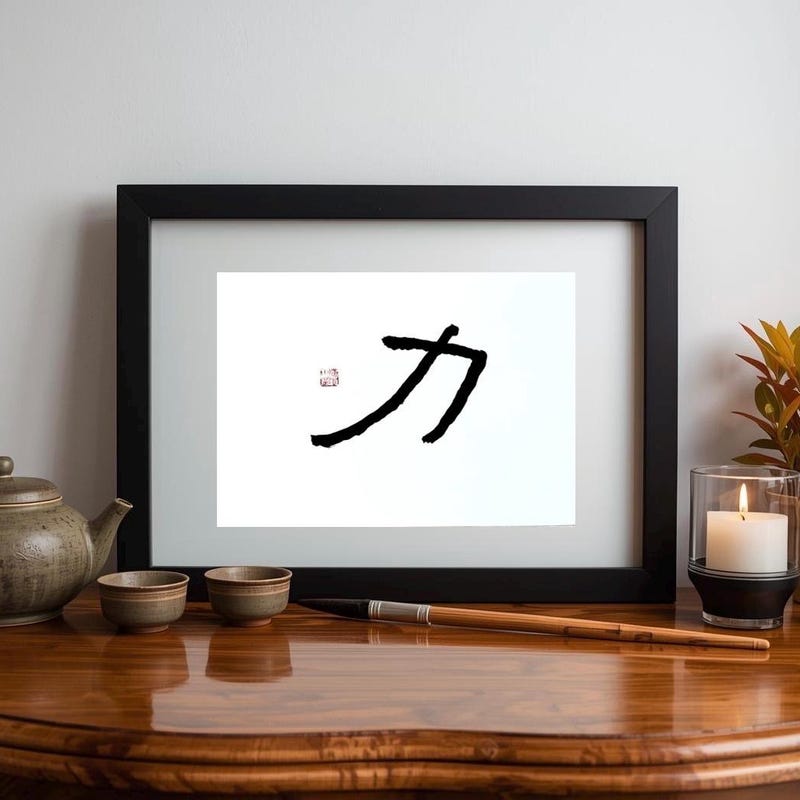 Chinese Calligraphy Wall Art Strength - Etsy Hong Kong