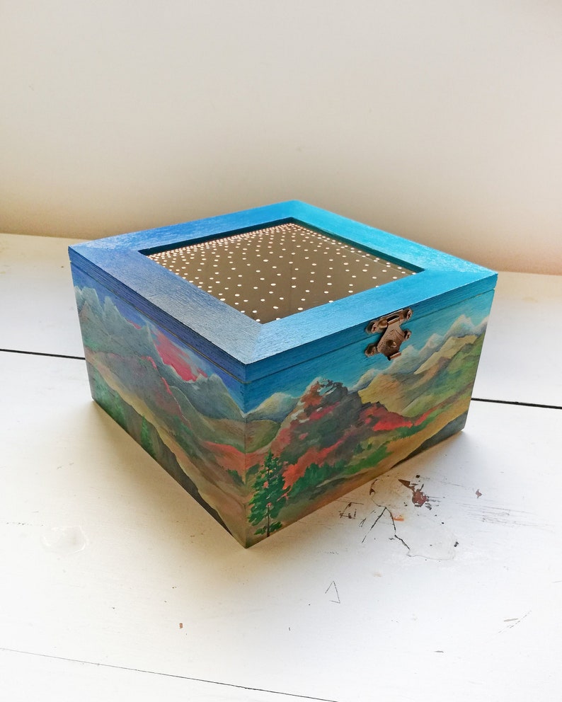 Hand-painted Wooden Storage Box “only the Mountains Are Higher”. Hand ...